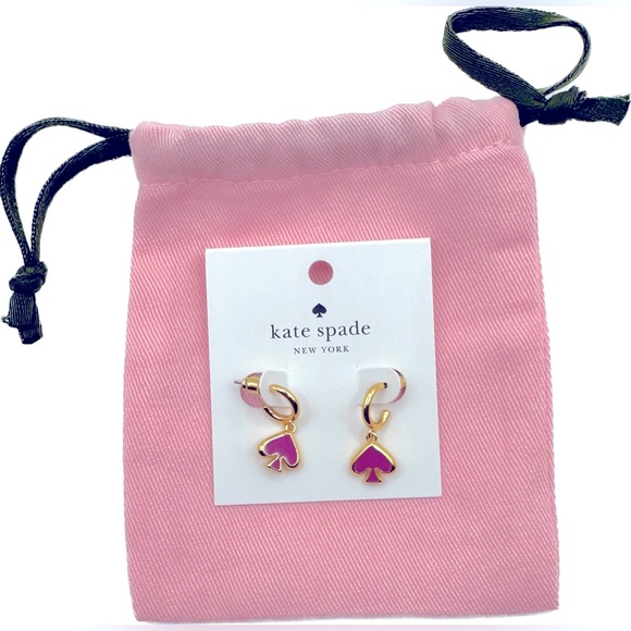 kate spade | Jewelry | Nwot Everyday Spade Enamel Pink Gold Huggies ...